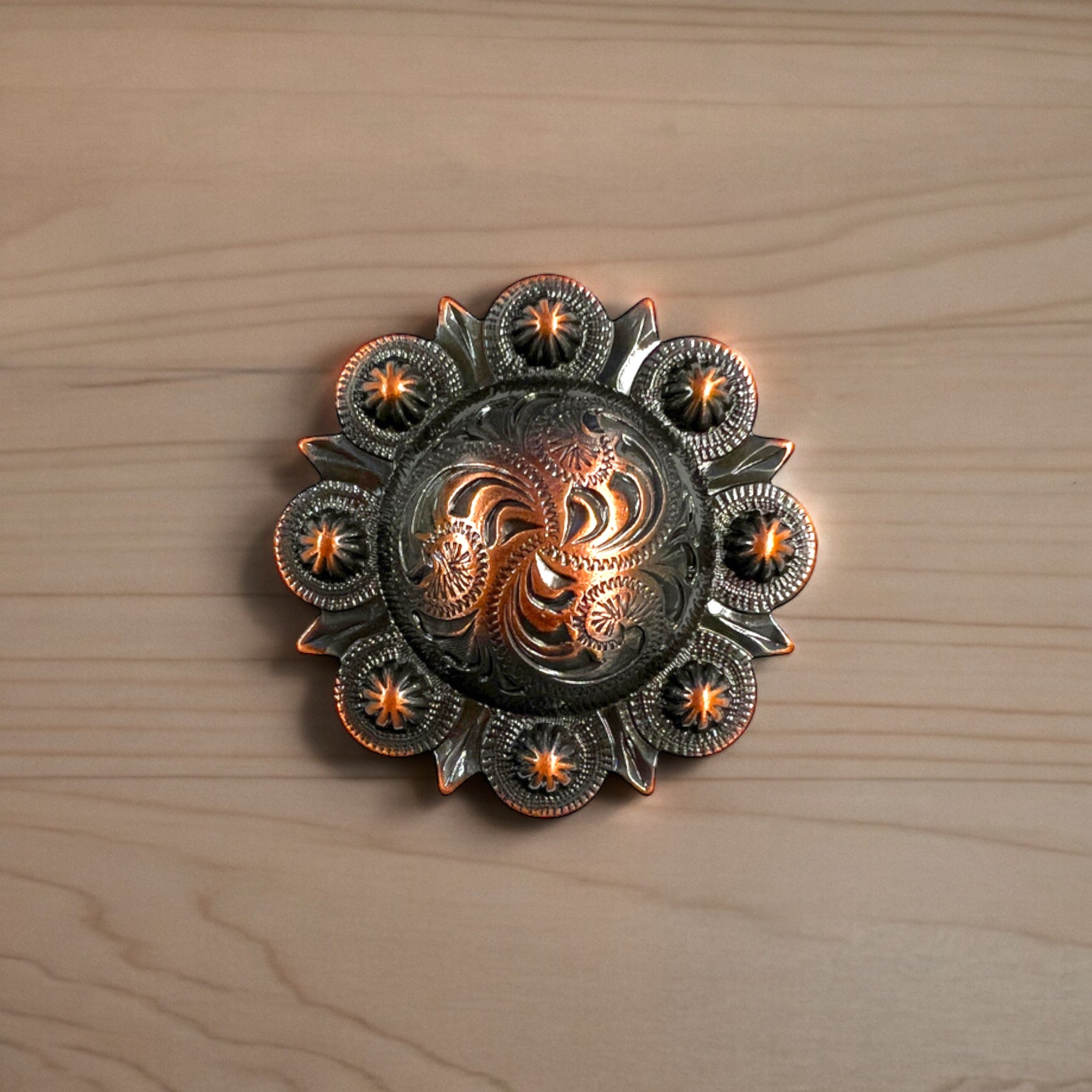 2 Pack COPPER 1-1/4" Copper Western Floral Berry Conchos – Spotted M Tack