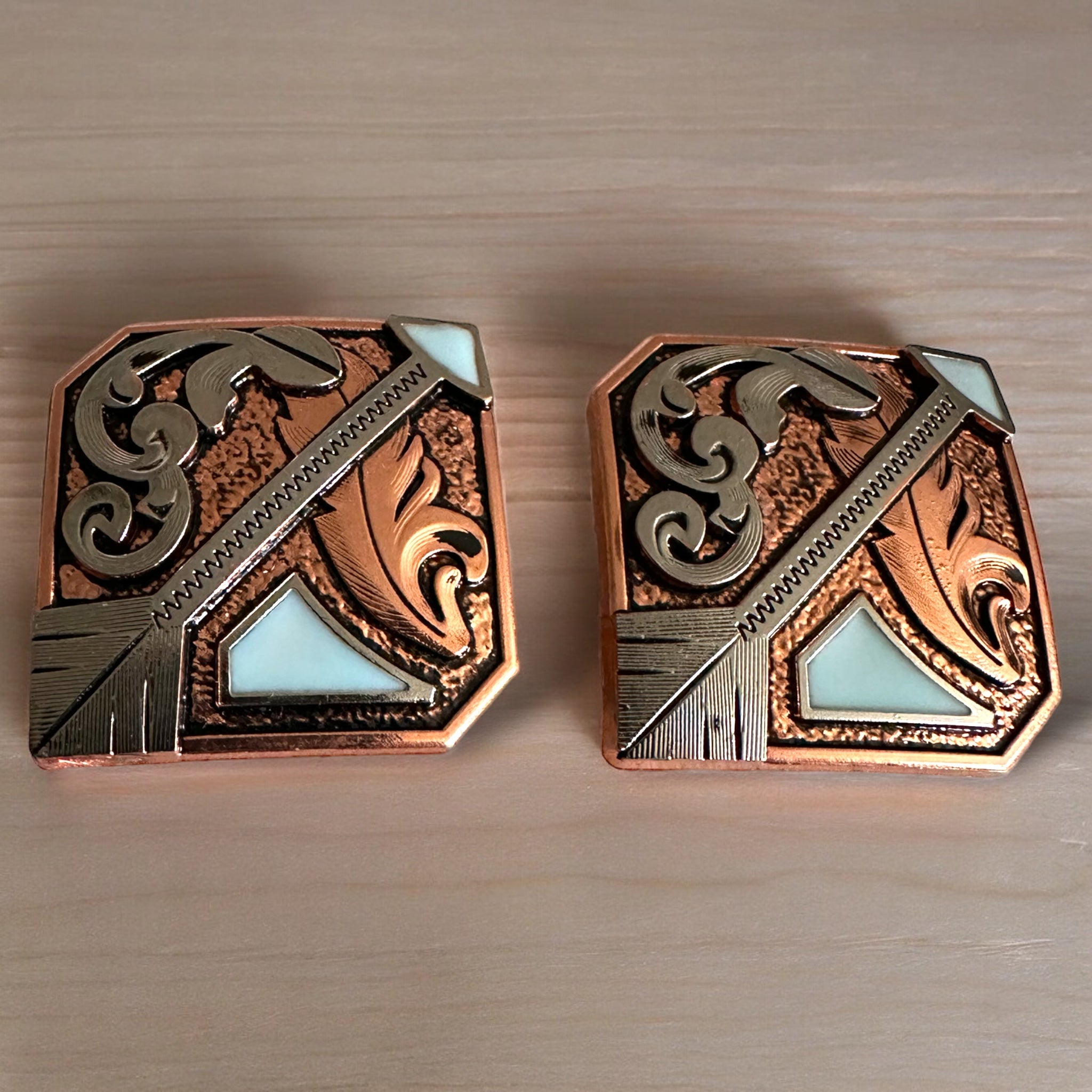 2 Pack Square Arrow 1-1/4 Inch Turquoise Conchos – Spotted M Tack