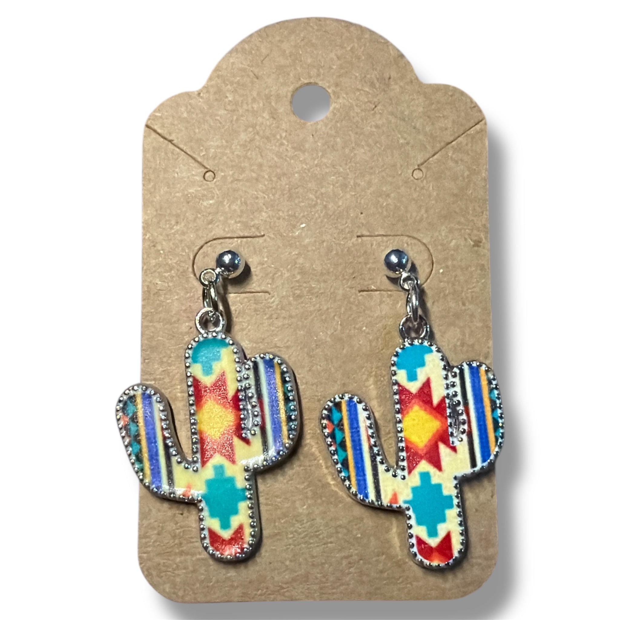SMT Original Creation – Aztec Cactus Dangle Earrings – Spotted M Tack